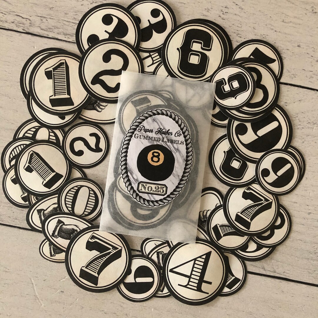 PHC No. 25 Vintage Numbers and Pointers Reproduction Gummed Labels or ...
