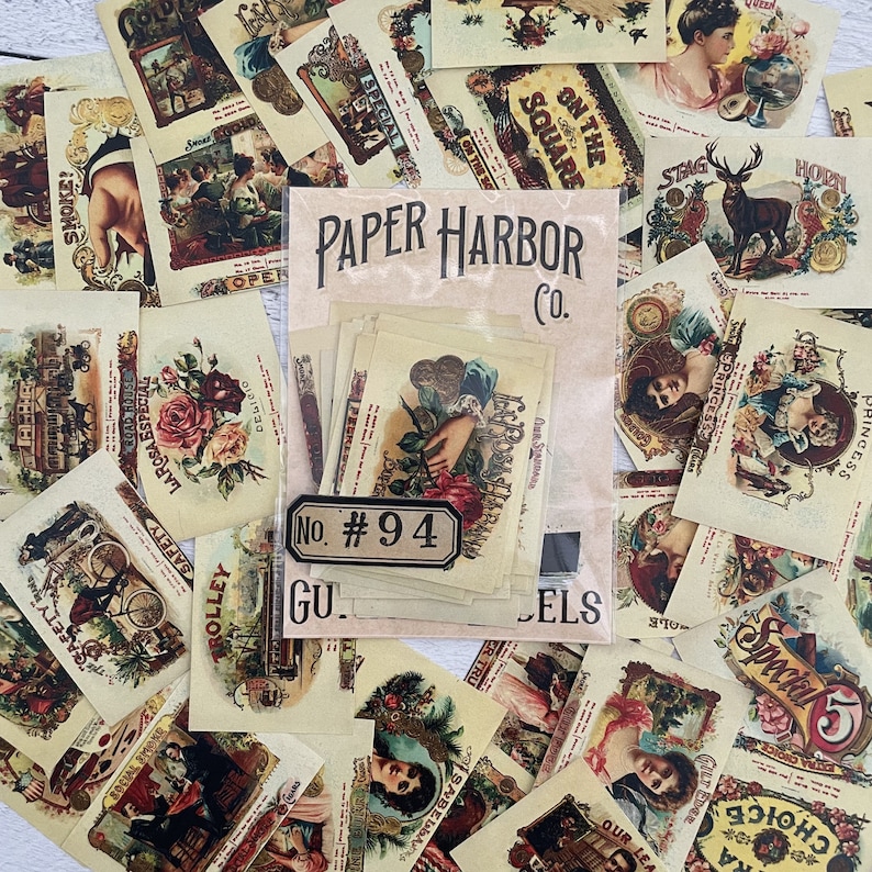 PHC No. 94 Antique Mini Cigar Box Labels Set of 36 Reproduction Gummed ...