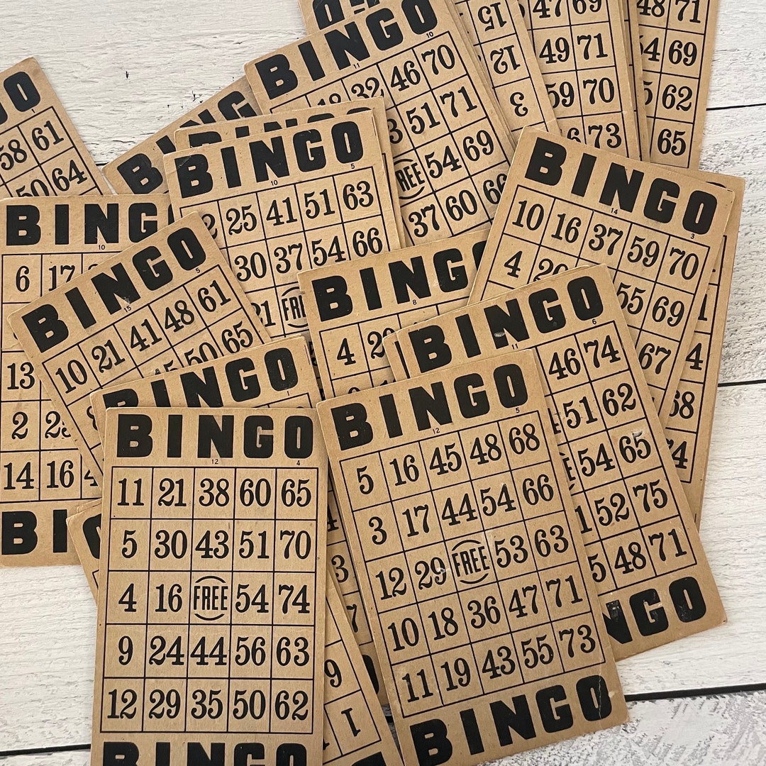 Vintage Large Double Bingo Cards Single Card - Etsy