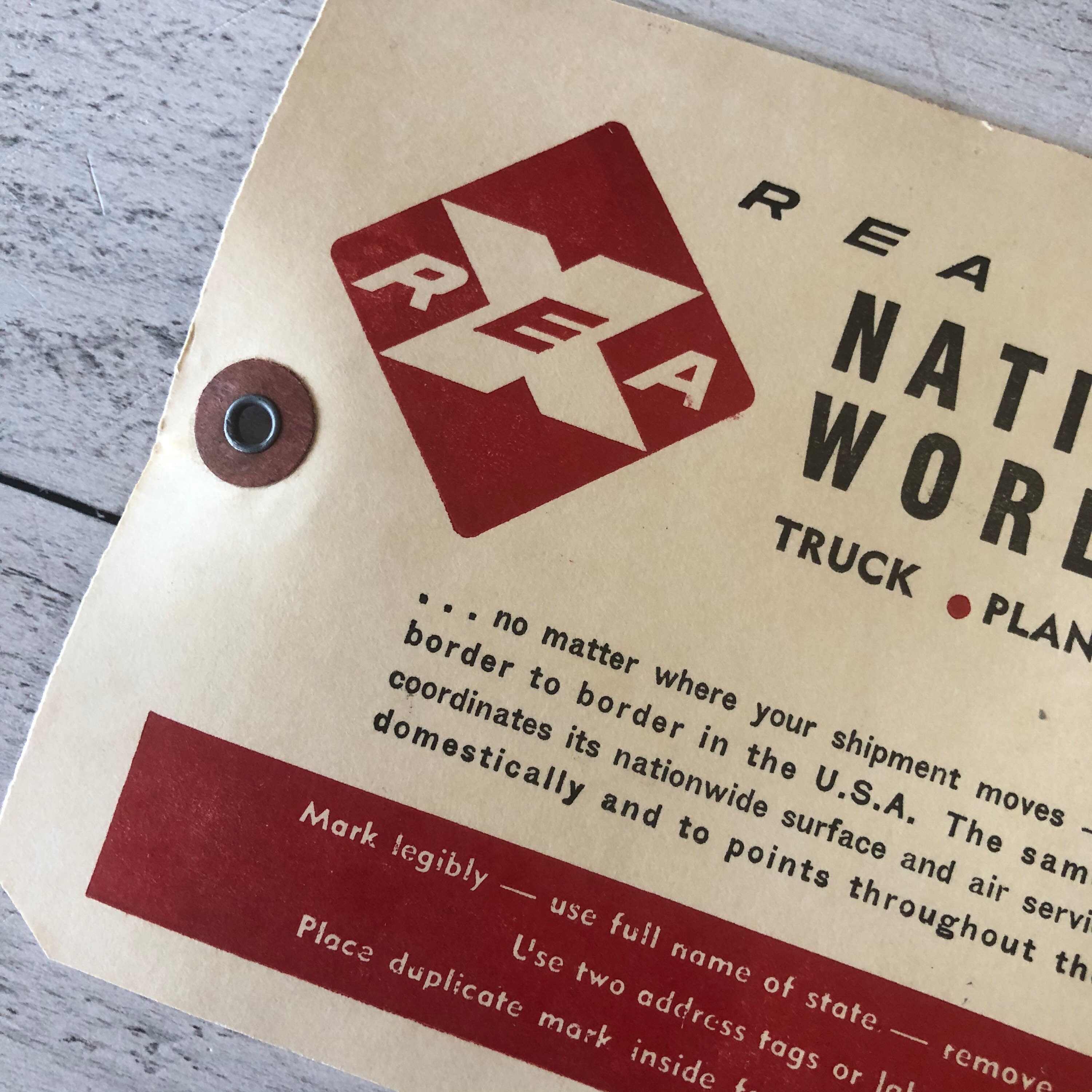 1960s Vintage REA Express Worldwide Shipping Giant Tag - Etsy