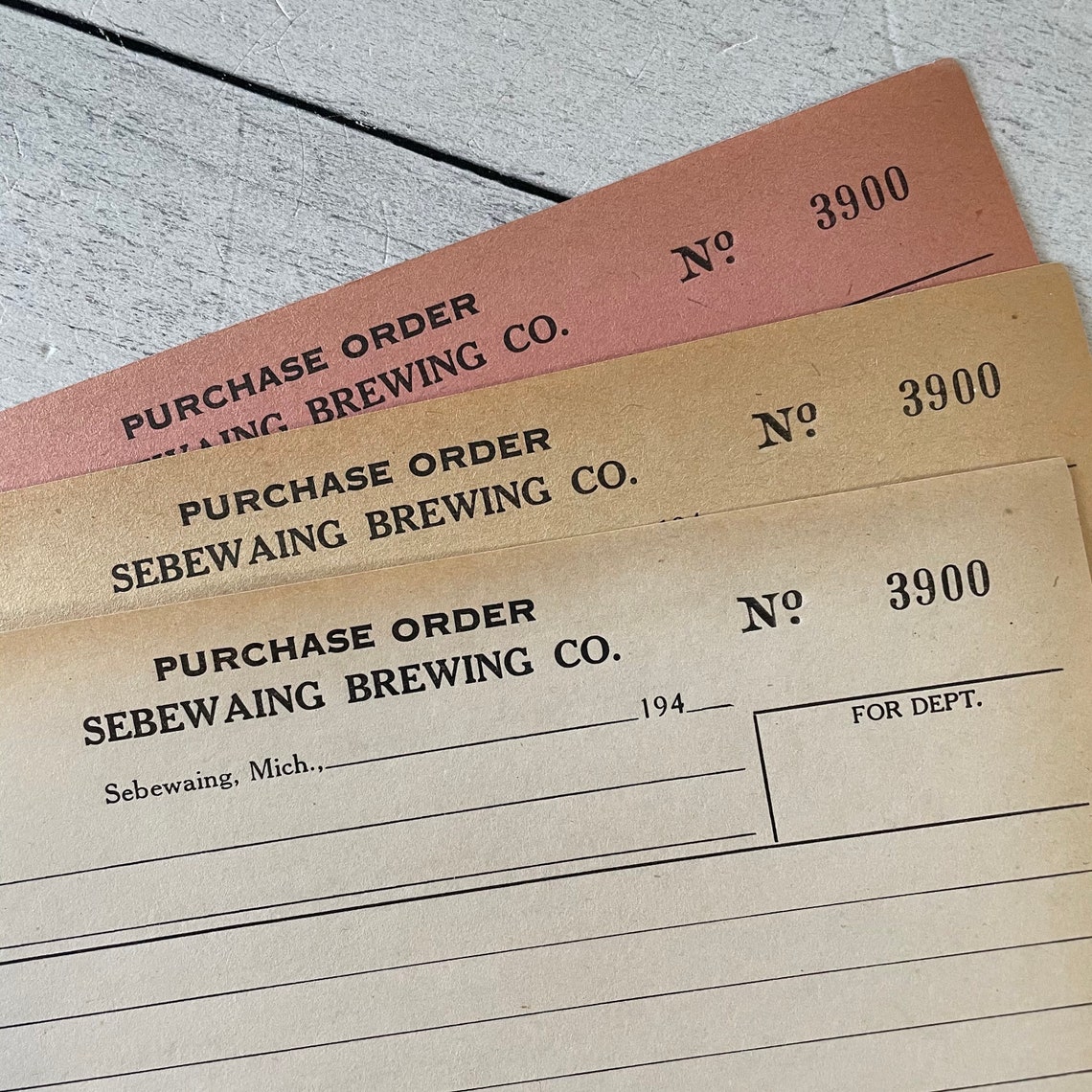 Vintage 1940s Sebewing Brewing Co. Purchase Order Triplicates Set of 2 ...