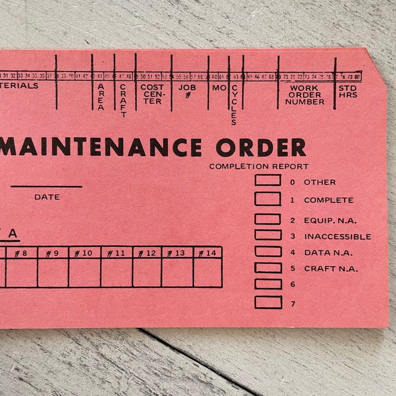 Vintage Planned Maintenance Order Cards Set of 3 - Etsy