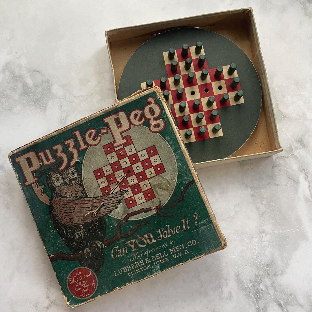 Antique Approx 1920s Puzzle-peg Wooden Game in Box by Lubbers and Bell ...