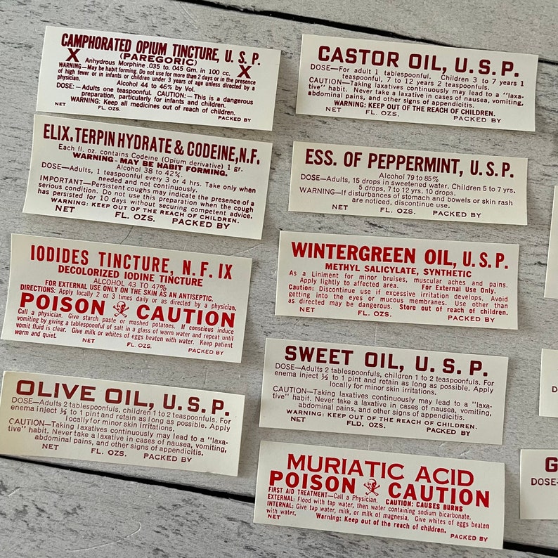 Vintage Pharmacy Label Set! 13 Red Labels- One From Each Box - Etsy