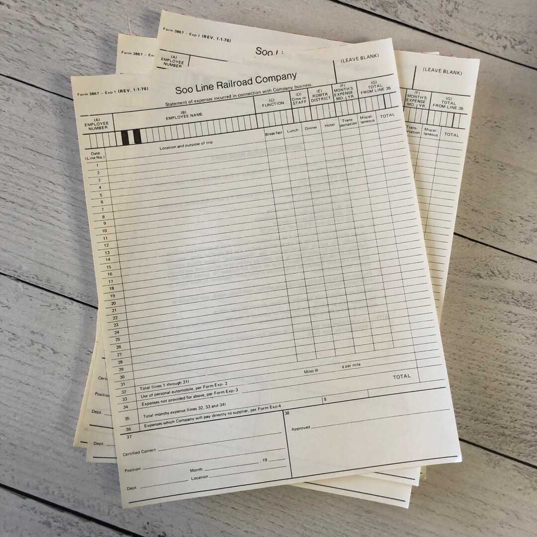 Vintage Soo Line Railroad Statements of Expenses Set of 3 Sheets - Etsy