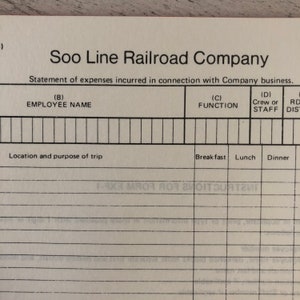 Vintage Soo Line Railroad Statements of Expenses Set of 3 Sheets - Etsy