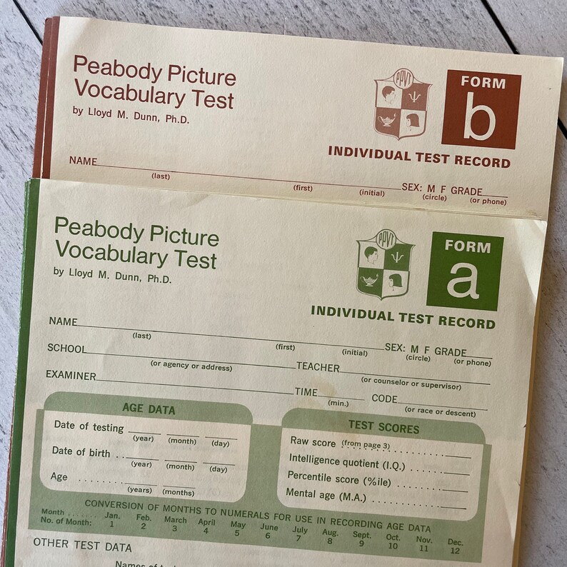 Vintage 1959 Peabody Picture Vocabulary Test Record Folders A - Etsy