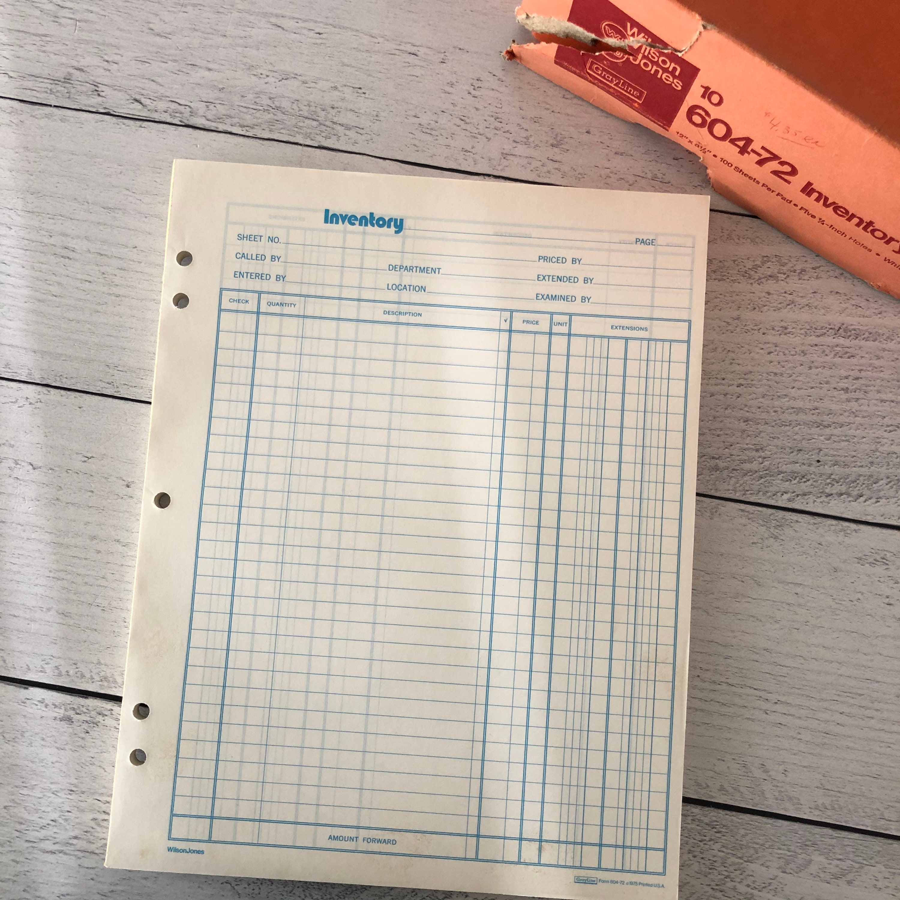 Vintage Wilson Jones Grayline Form 604-72 Inventory Sheets Set of 5 - Etsy