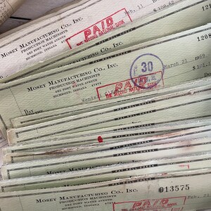 Vintage 1960s-70s Checks From Mosey Manufacturing Co., Inc. Production ...