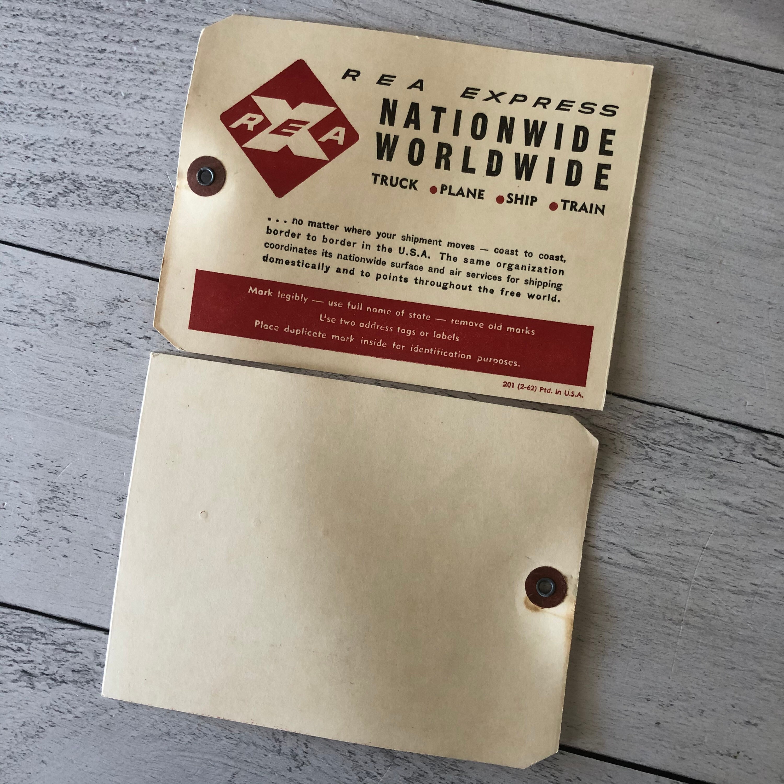 1960s Vintage REA Express Worldwide Shipping Giant Tag - Etsy