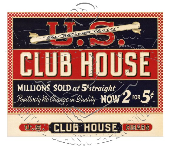 Antique Clubhouse Cigars Tobacco Advertising Label Commercial - Etsy