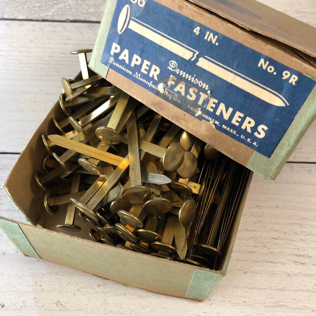 Vintage Dennison No 9R Brass Paper Fasteners FULL Case Box - Etsy