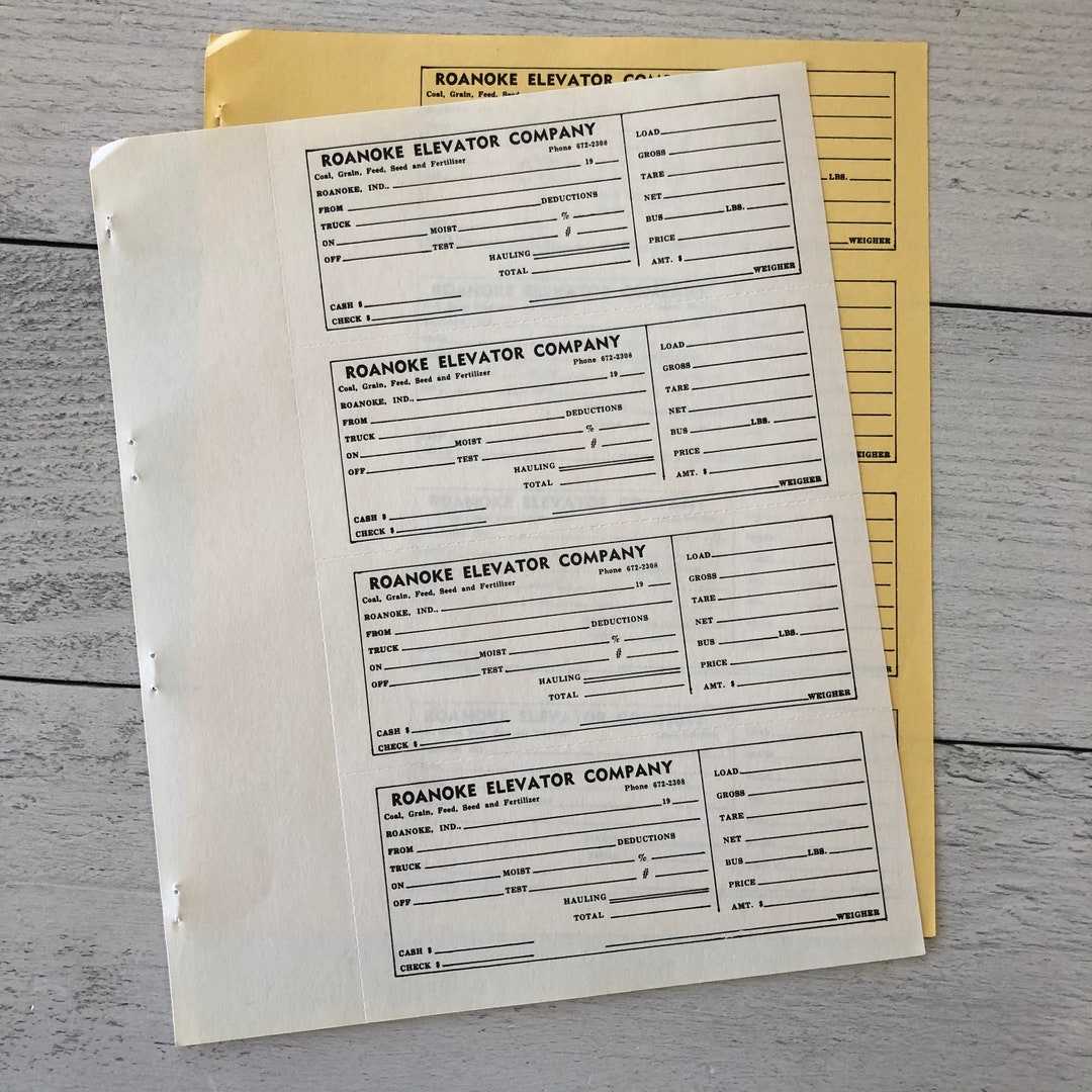 Roanoke Elevator Company Weight Receipts for Coal, Grain, Feed, Seed ...