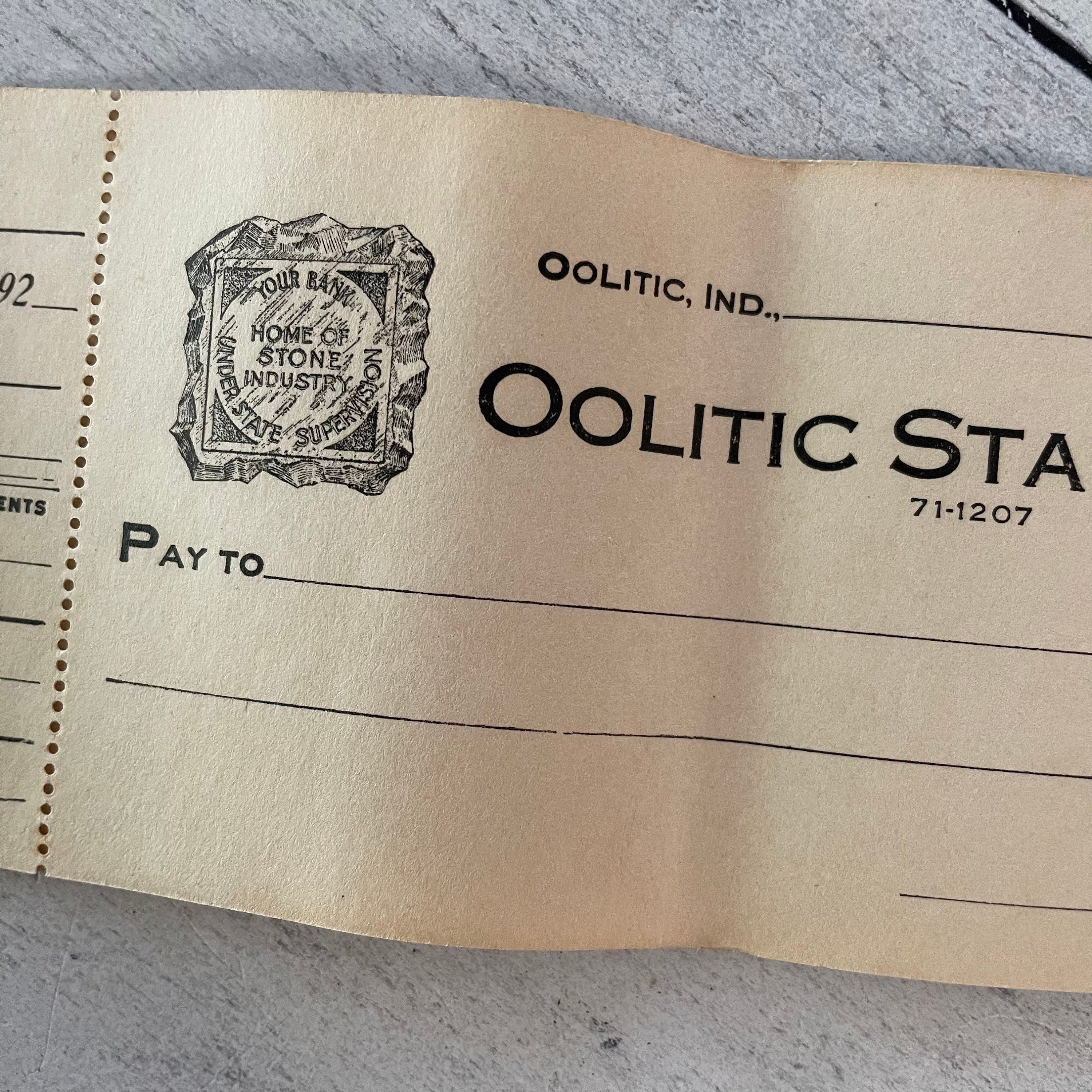 Antique 1920’s Oolitic State Bank Checks With Stubs - Etsy