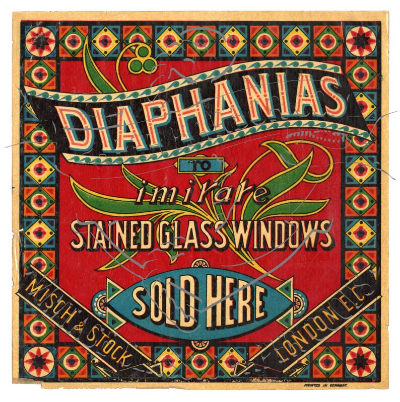 Antique Diaphanias Stained Glass Windows Advertising Label Commercial ...