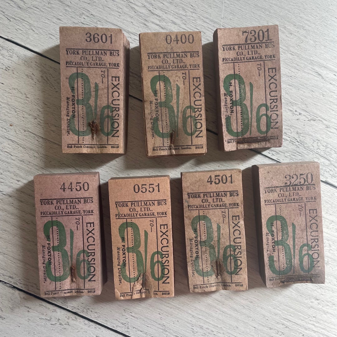 Vintage FULL Purple 3/6 Excursion Ticket Stacks by York Pullman Bus Co ...
