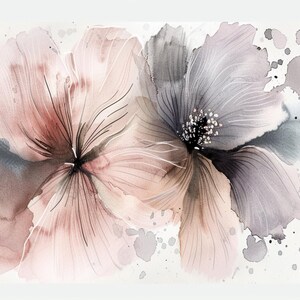 Set of 12 Watercolor Floral Posters | Minimalist Pink & Gray Decor ...