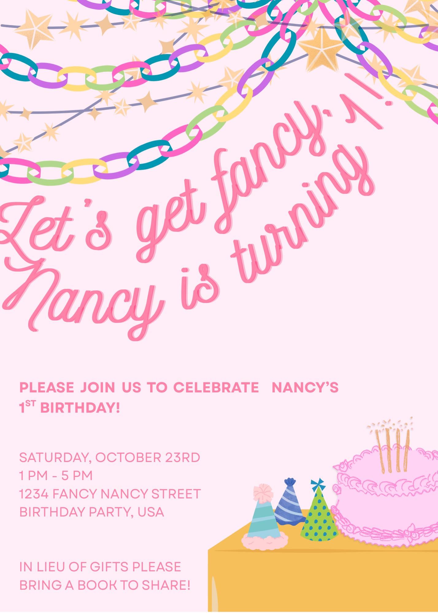 Fancy Nancy Birthday Party Invitation - Digital Download - Etsy