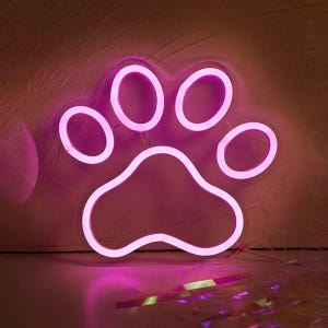Pink LED Paw Print Neon Sign: Pet Lover Wall Decor - Etsy