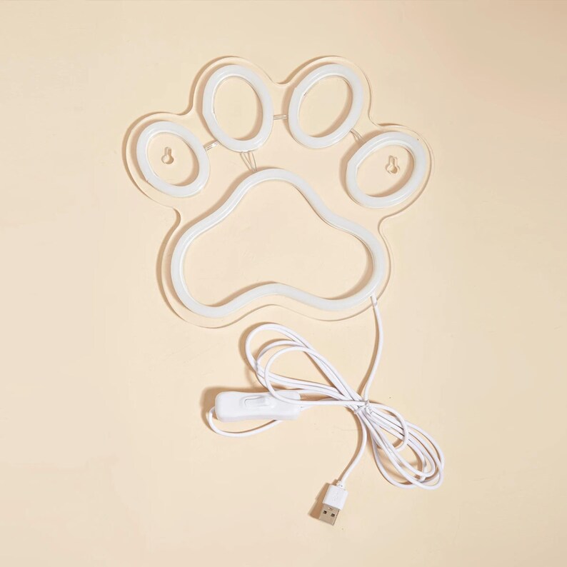 Pink LED Paw Print Neon Sign: Pet Lover Wall Decor - Etsy