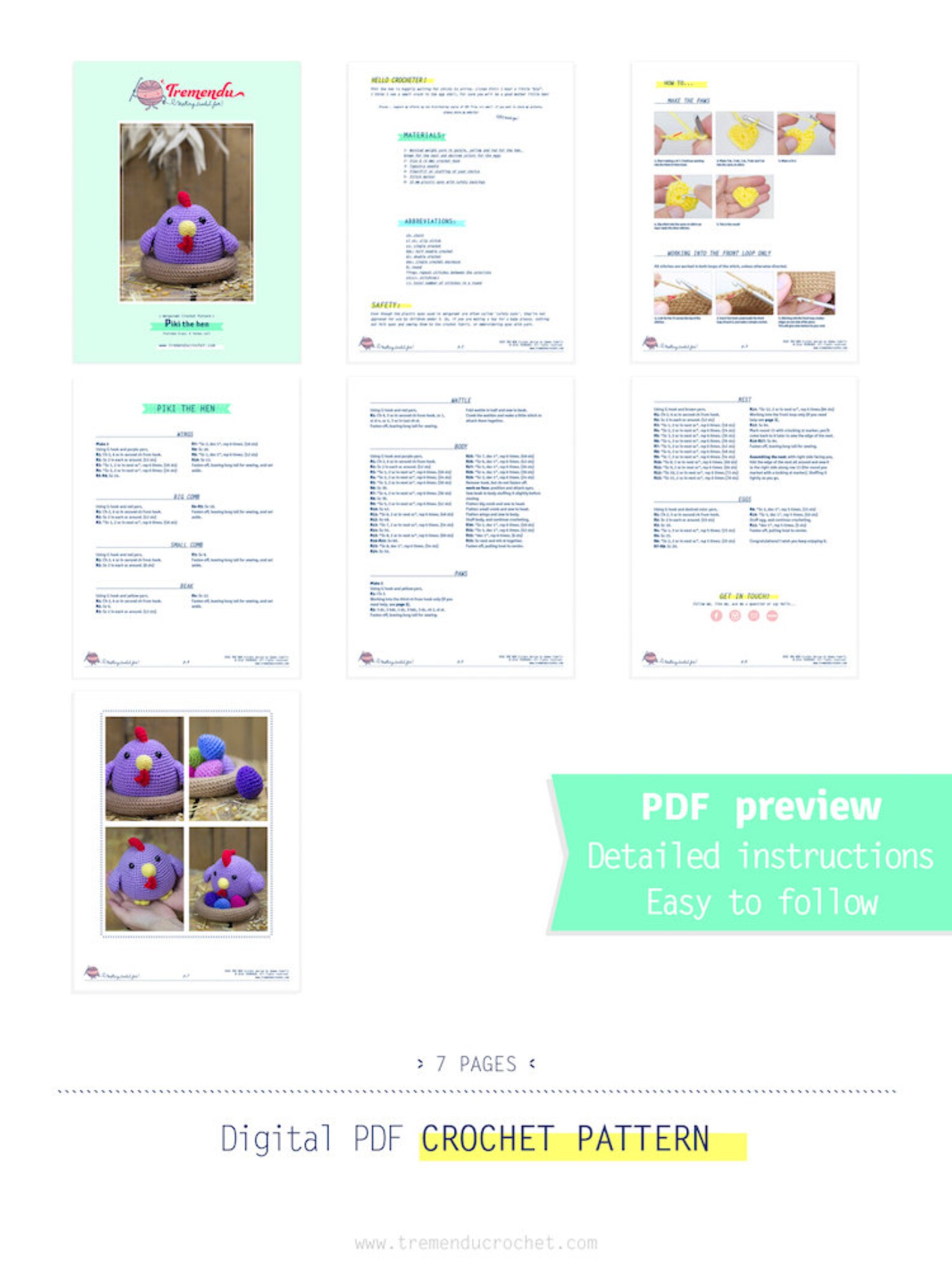 Crochet pattern Piki the hen by Tremendu amigurumi crochet | Etsy