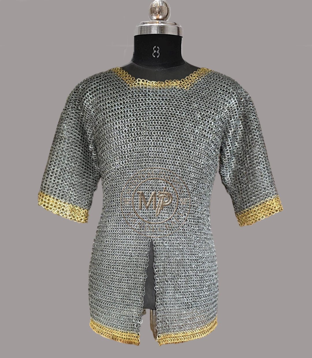 Chainmail Half Sleeves Shirt, 9MM Flat Ring Riveted With Washer Brass ...