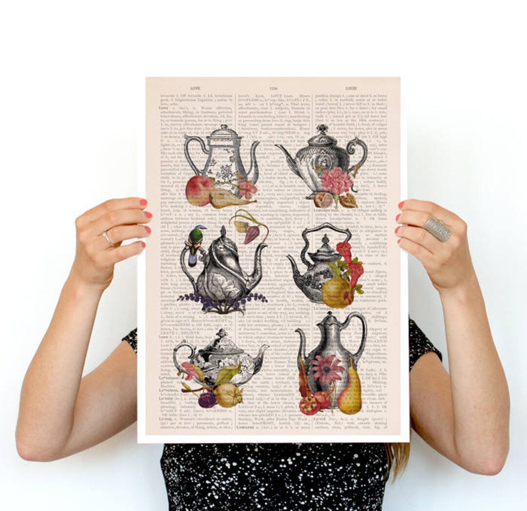 Vintage Teapots & Fruits Poster: Kitchen Tea Time Art (A3 Print) - Etsy