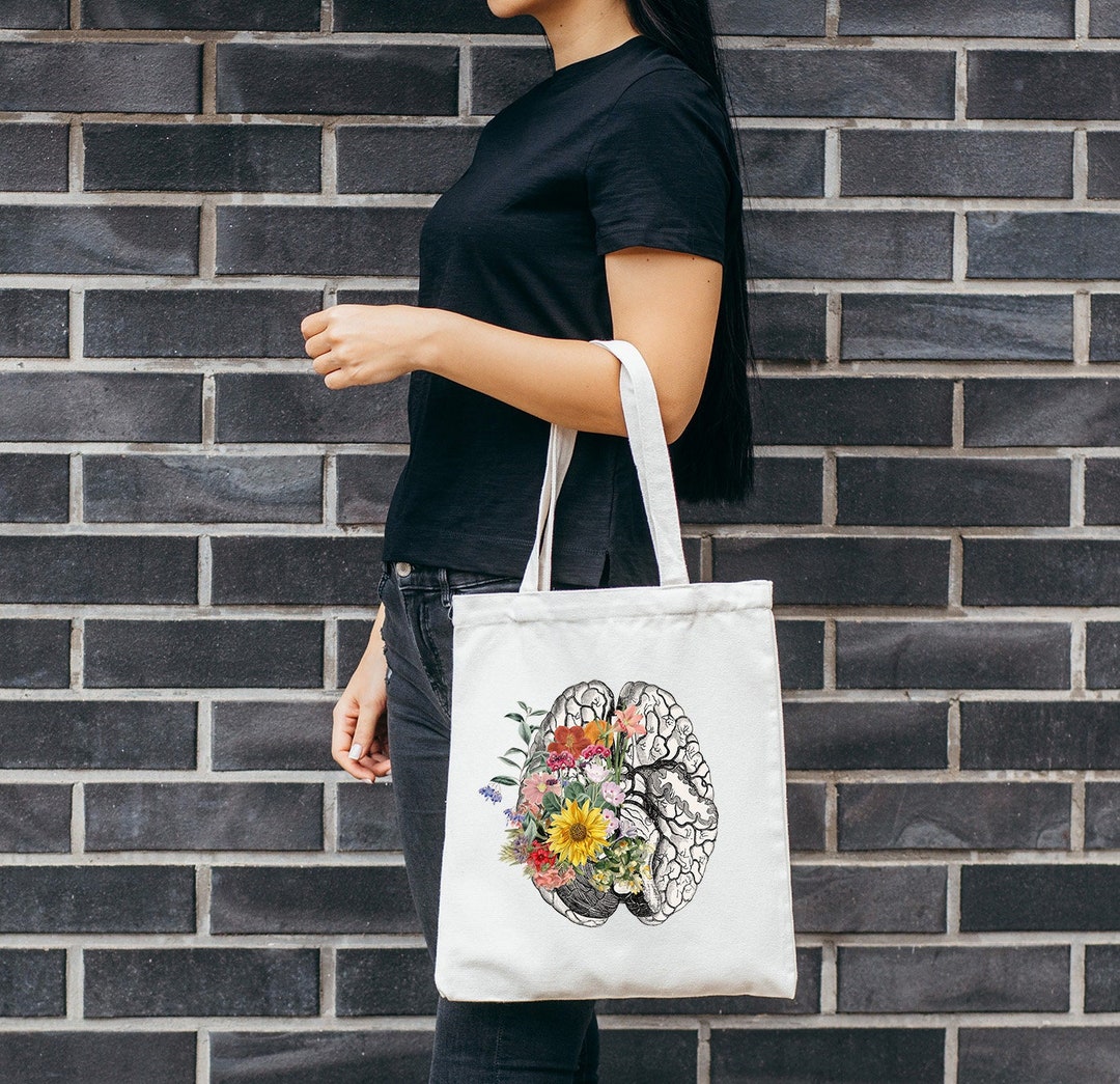 Floral Brain Organic Cotton Tote Bag: Medical Student Gift - Etsy