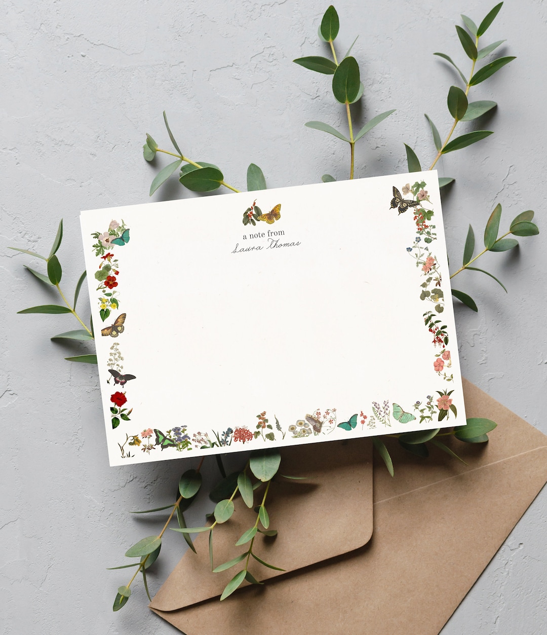 Personalized Botanical Note Cards: Floral Stationery Set - Etsy