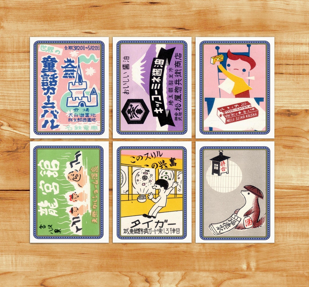 Vintage Japanese Propaganda Postcards: Colorful Art Prints, Set of 6 - Etsy