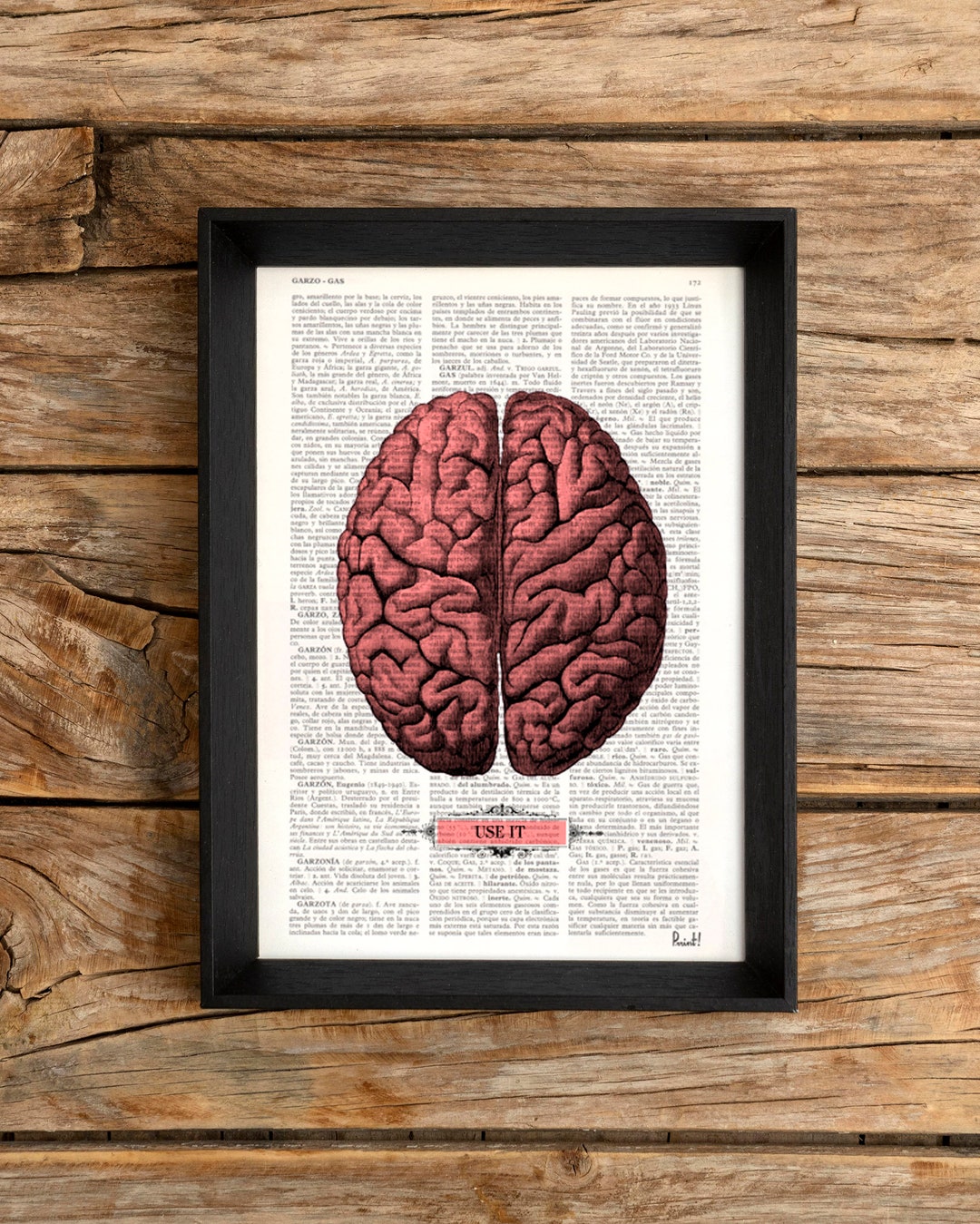 Funny Brain Art Print With USE IT Tag | Pink Anatomy Poster | Witty ...