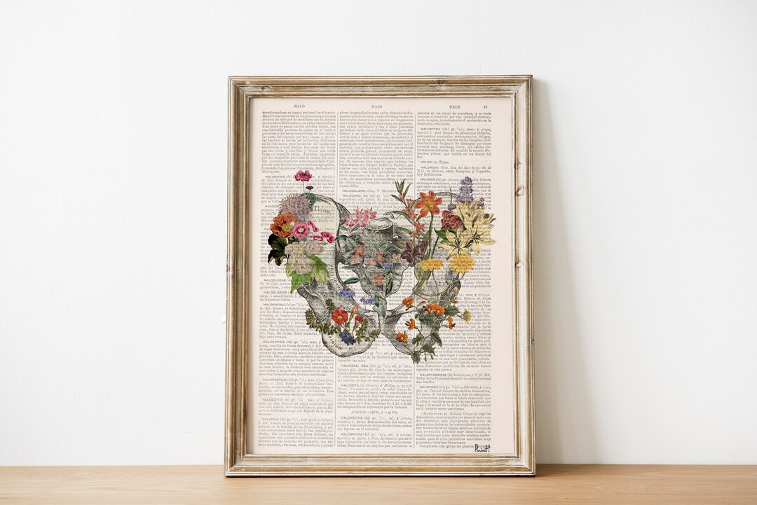 Floral Pelvis Anatomy Print: Flower Collage on Upcycled Book Page - Etsy