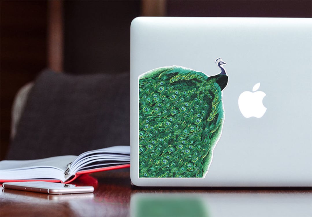 Emerald Green Peacock Laptop Decal: Large Bottle Sticker - Etsy