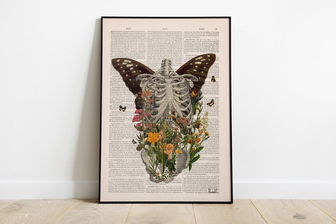 Butterfly Soul Anatomy Art Print: Skeleton Torso, Goth Decor - Etsy