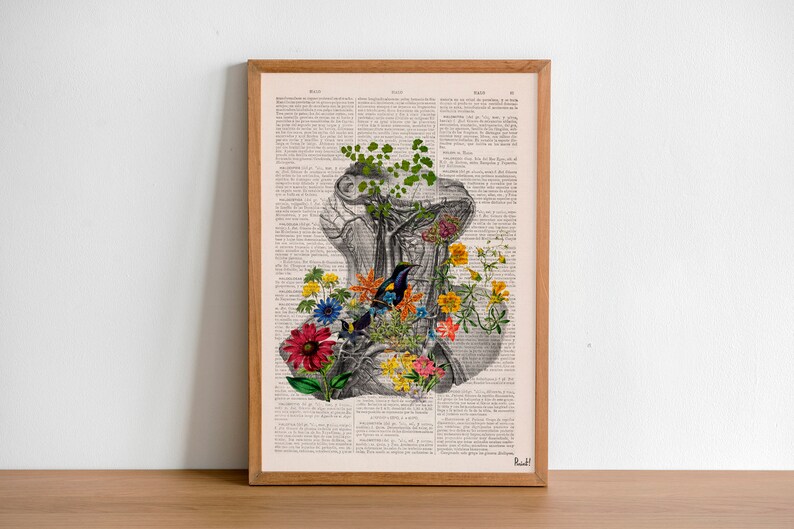 Blue Hummingbird Neck Anatomy Art Print | Serene Floral Study ...