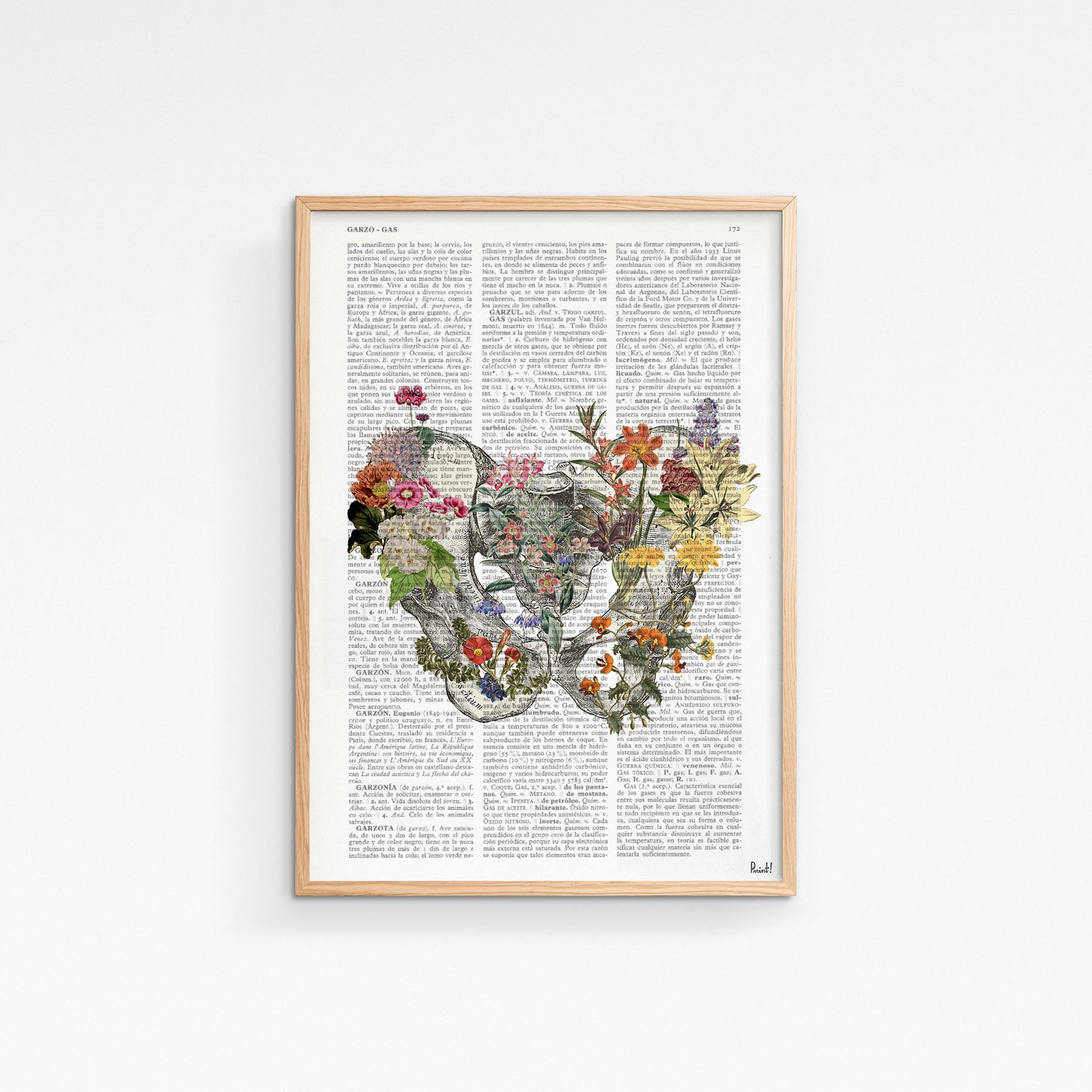 Vintage Pelvis Bone Anatomy Print | Floral Hip Study Collage on ...