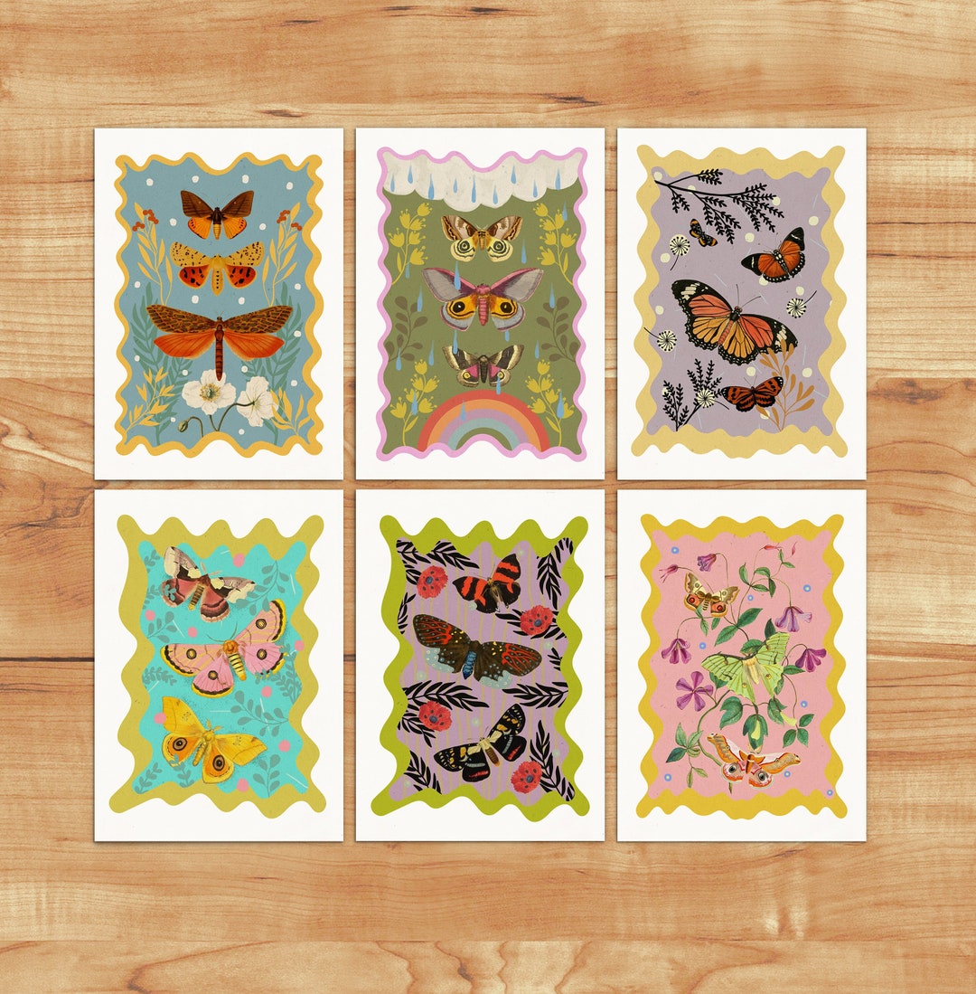 Magical Moths Postcards - Set of 6 -butterflies Greeting Cards - Moths ...