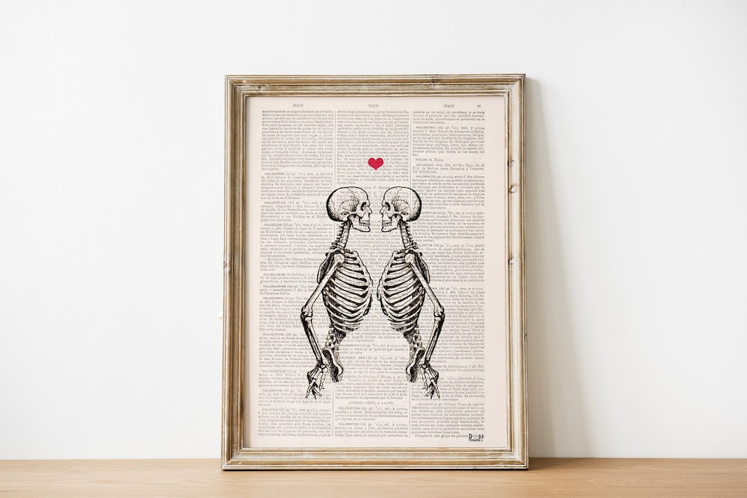 Gothic Skeleton Couple Halloween Decor | Dark Academia Facing Bones ...