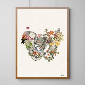 Floral Pelvis Anatomy Print: Flower Collage on Upcycled Book Page - Etsy