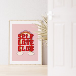 Trendy Self Love Club Print Illustration Vintage, Wall Art Modern Decor ...