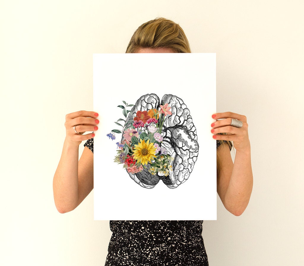 Mental Health Art Print | Office Wall Decor | Anatomy Wall Art | Brain ...