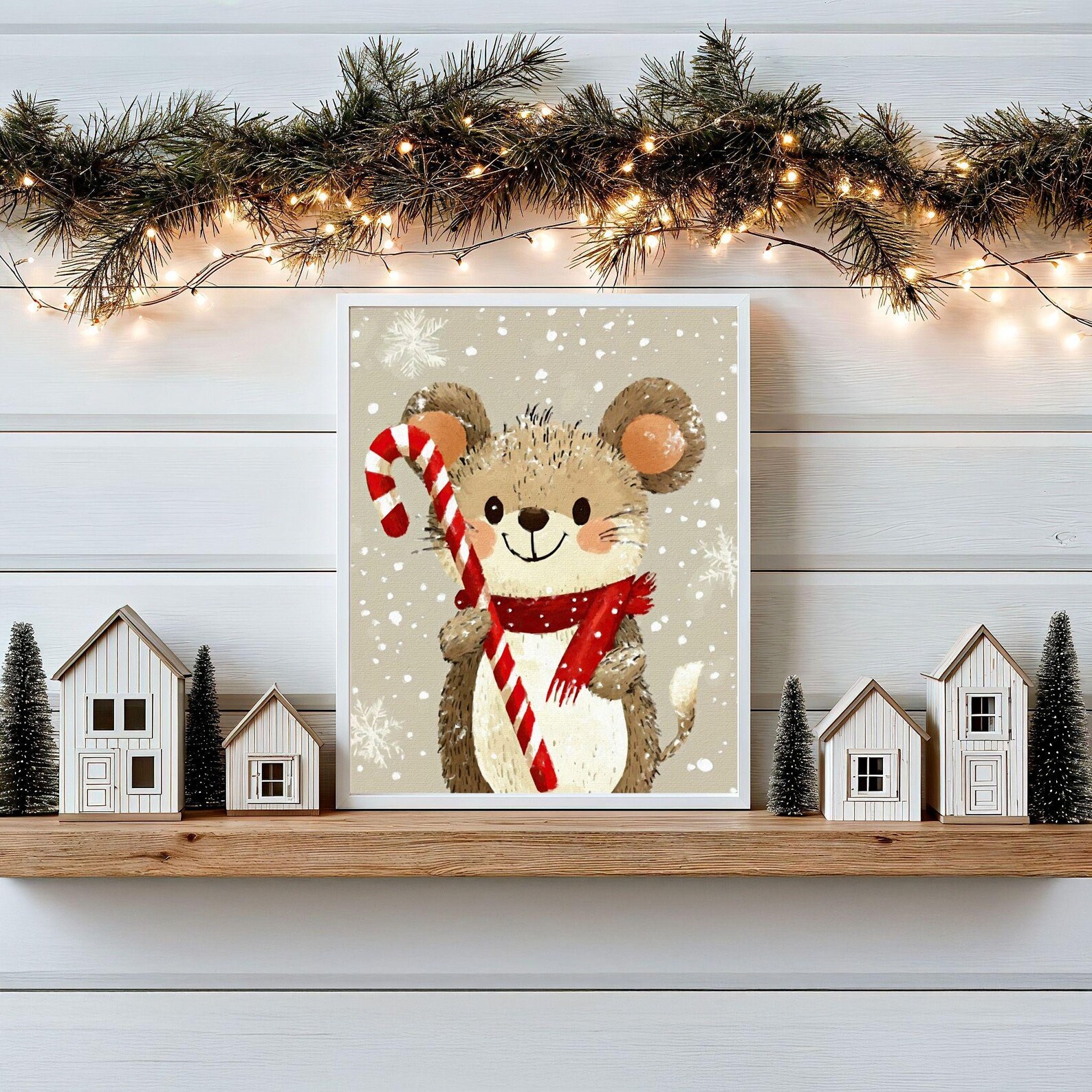 Christmas Candy Cane Mouse Poster – Holiday Wall Art – Printable Oil ...