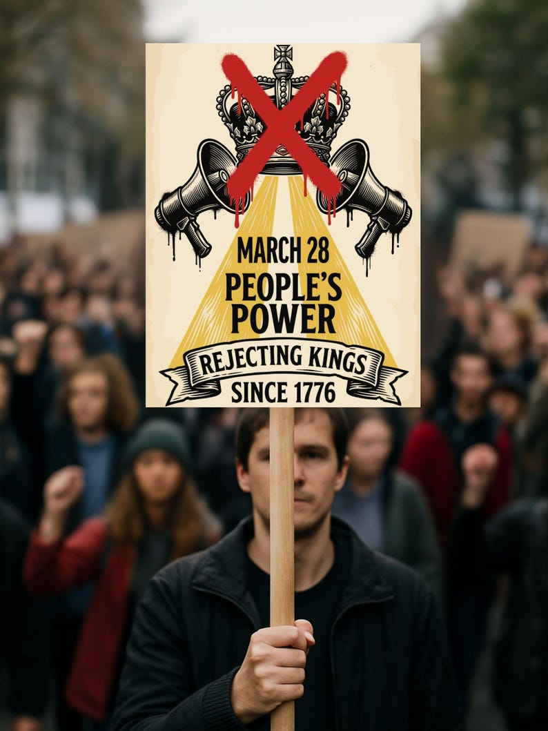 March 28 Protest Sign PNG, No Kings Digital Download, Rejecting Kings ...