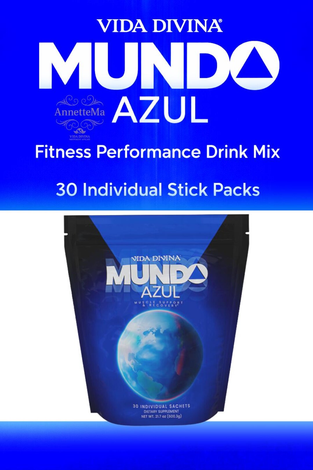 Mundo Azul Fitness Drink Mix | Bcaas, Creatine, Glutamine - 30 Stick ...