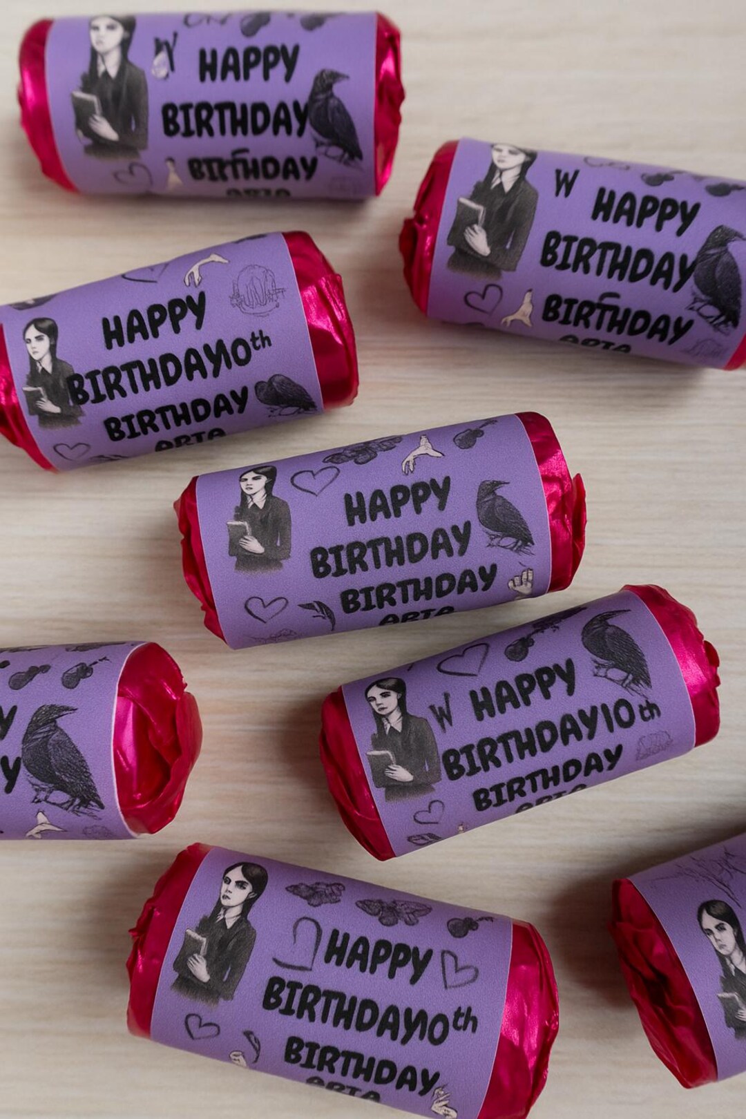 Wednesday Addams Personalized Candy Wrappers: Addams Family Party ...