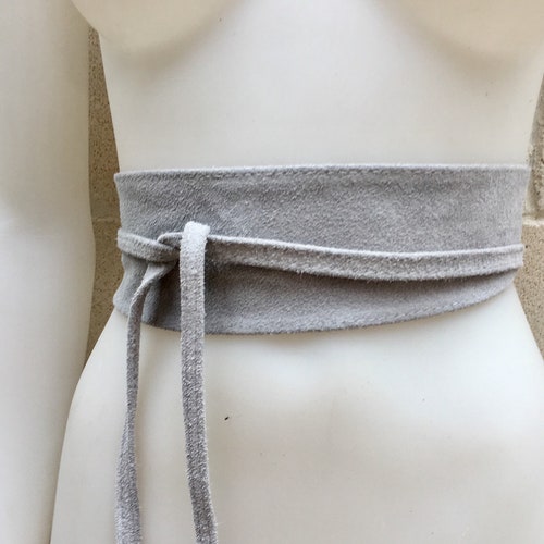 RED Suede OBI Belt in Natural Soft Suedesash Genuine Leather | Etsy