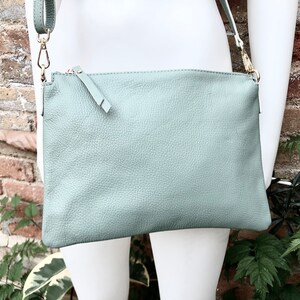 SAGE Green Leather Bag. GENUINE Leather Cross Body / Shoulder Bag ...