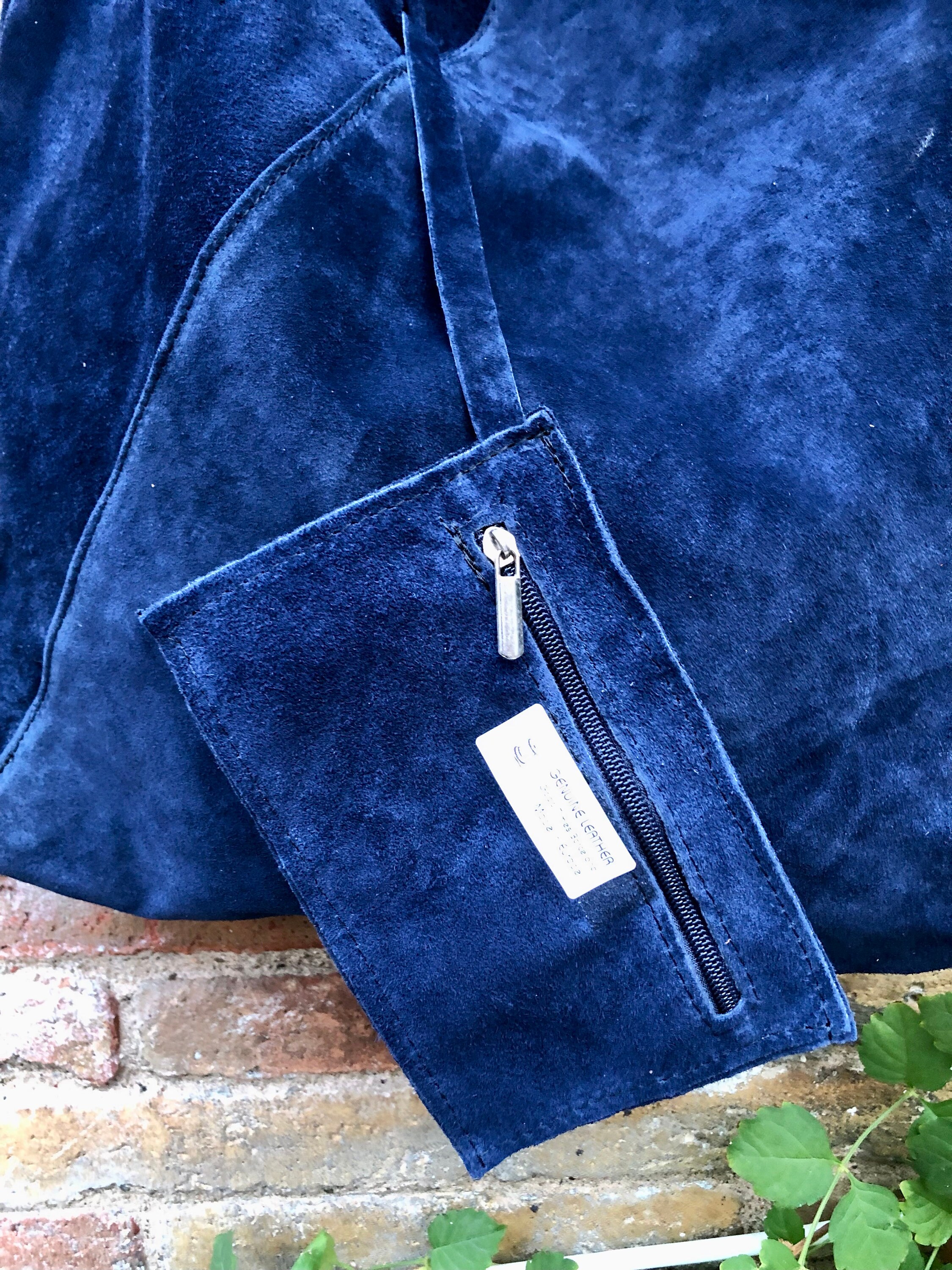 NAVY Blue Slouch Suede Bag. Genuine Leather Shoulder / Shopper Bag ...