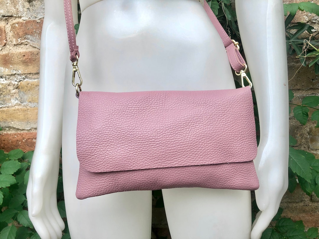 Small Leather Bag in Purple - Pink. Pink Crossbody Bag, Shoulder Bag in ...