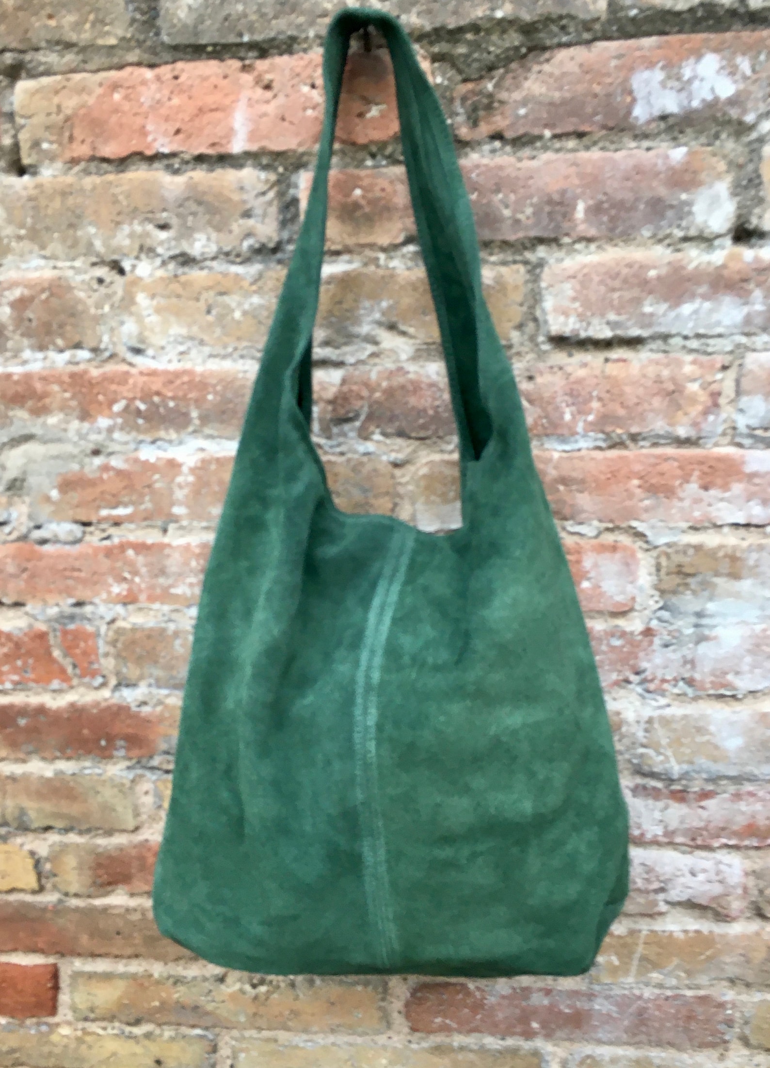Large TOTE Leather Bag in GREEN With ZIPPER. Soft Natural | Etsy